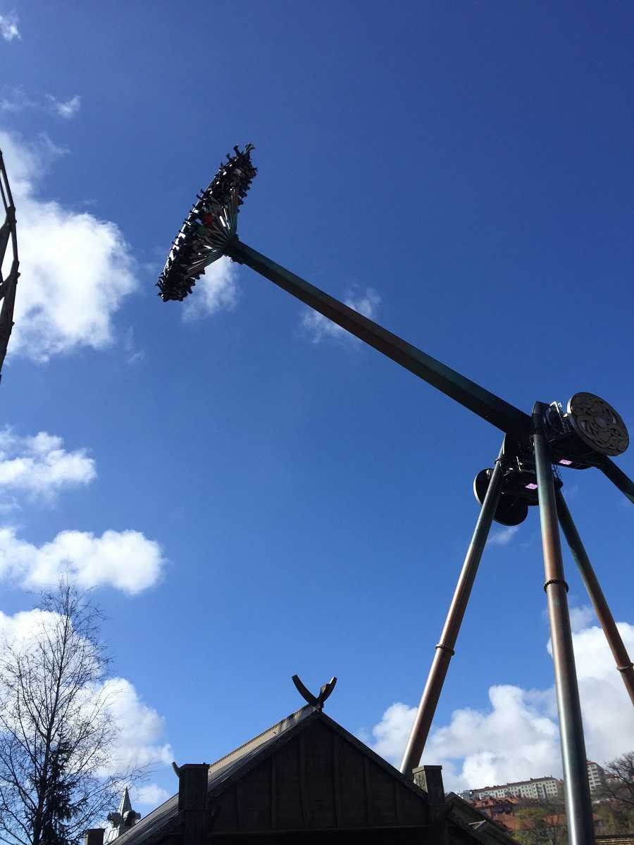 Gyro swing and coaster by Intamin battle it out at Liseberg Amusement ...